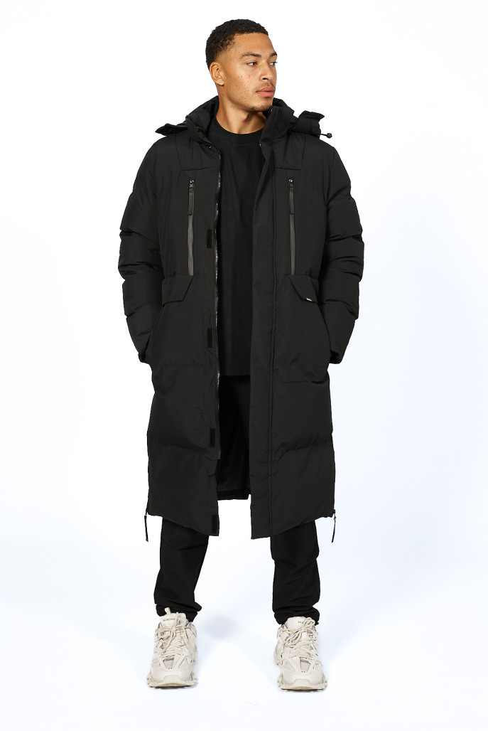 Longline Quilted Jacket in Black | Men's Clothing & Fashion | HisColumn