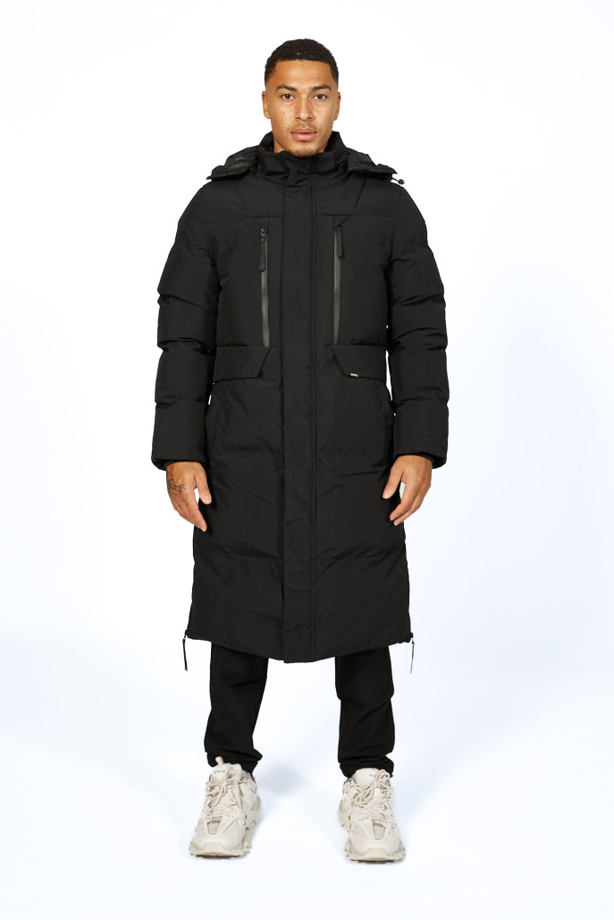 Longline Quilted Jacket in Black | Men's Clothing & Fashion | HisColumn