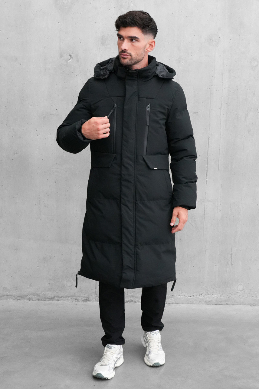 Longline Quilted Jacket in Black | Men's Clothing & Fashion | HisColumn