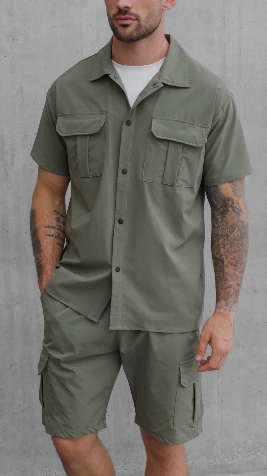 Cargo utility co-ord set in Olive | Men's Clothing & Fashion | HisColumn