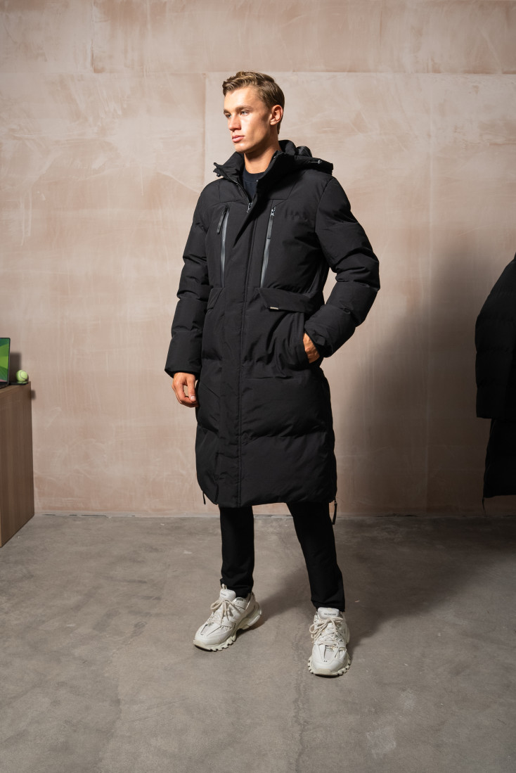 Longline Quilted Jacket in Black | Men's Clothing & Fashion | HisColumn