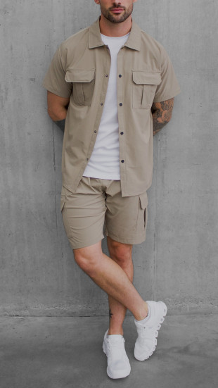 Cargo utility co-ord set in Beige | Men's Clothing & Fashion | HisColumn